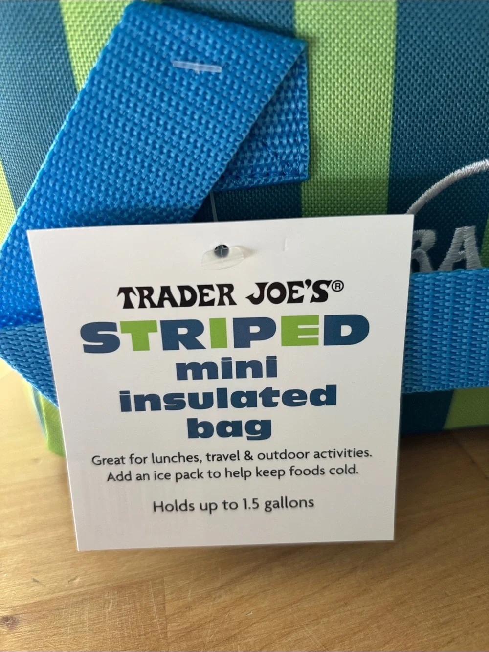 Trader Joe'S | Bags | Trader Joes Striped Mini Insulated Bagin Blue And ...